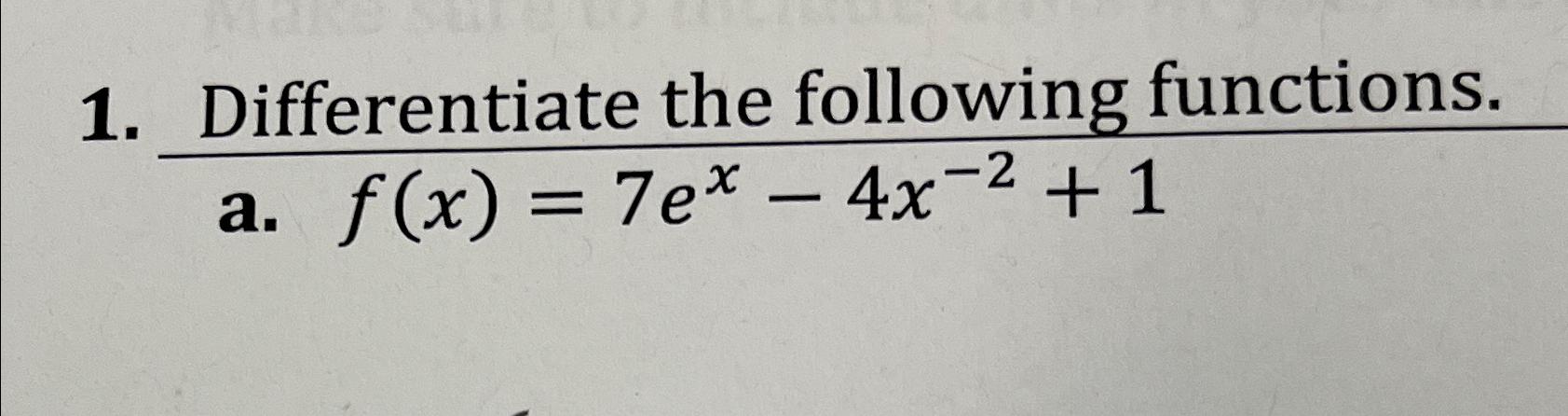 Solved Differentiate the following | Chegg.com