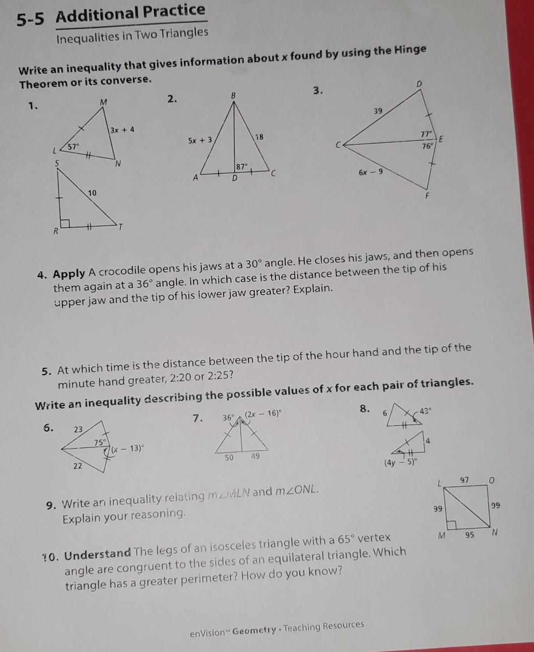 Solved Write An Inequality That Gives Information About X