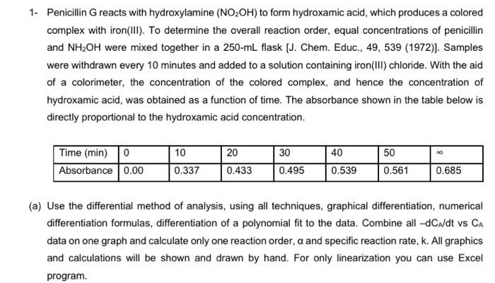 Solved 1. Penicillin G reacts with hydroxylamine (NO2OH) to | Chegg.com