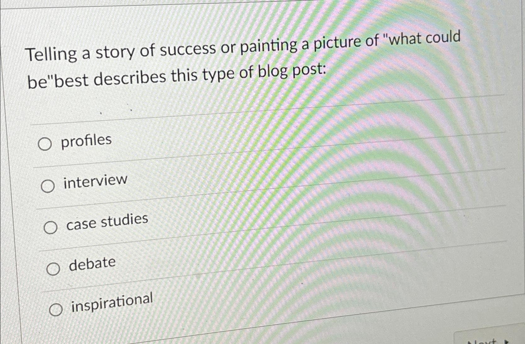 Solved Telling a story of success or painting a picture of | Chegg.com
