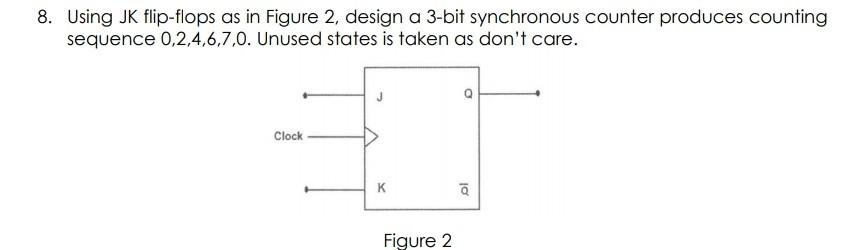 Solved 8. Using JK flip-flops as in Figure 2, design a 3-bit | Chegg.com