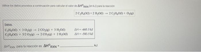 Solved Use the data provided below to calculate the value of | Chegg.com