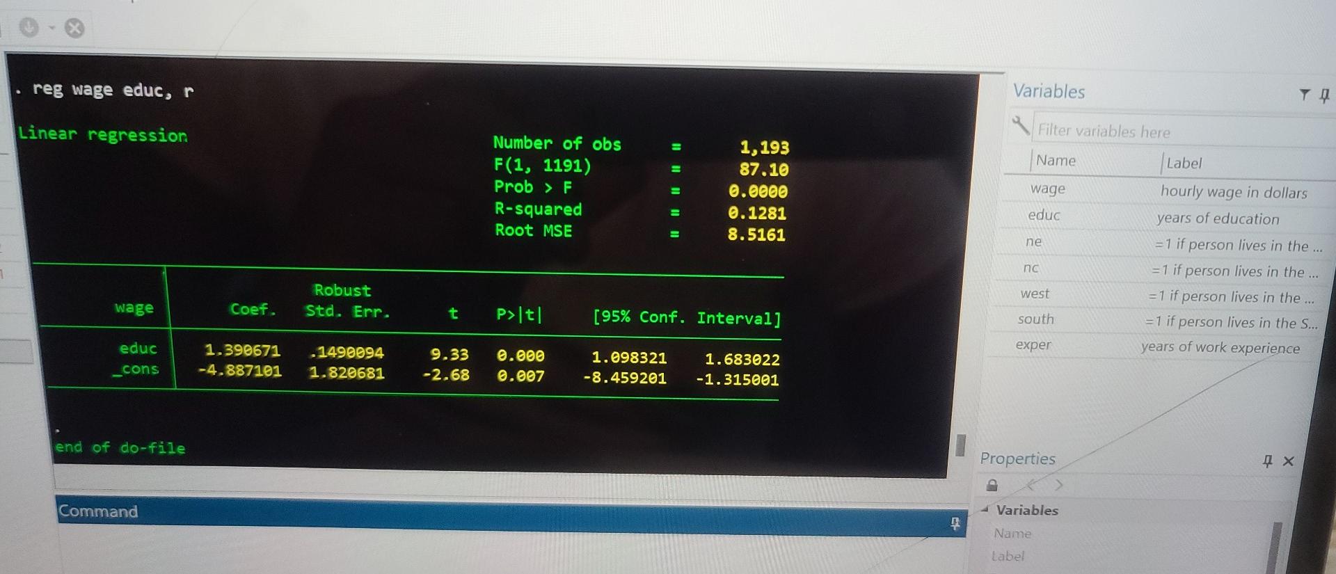 su Variables Y> Variable Obs Mean Std. Dev. Min Max | Chegg.com