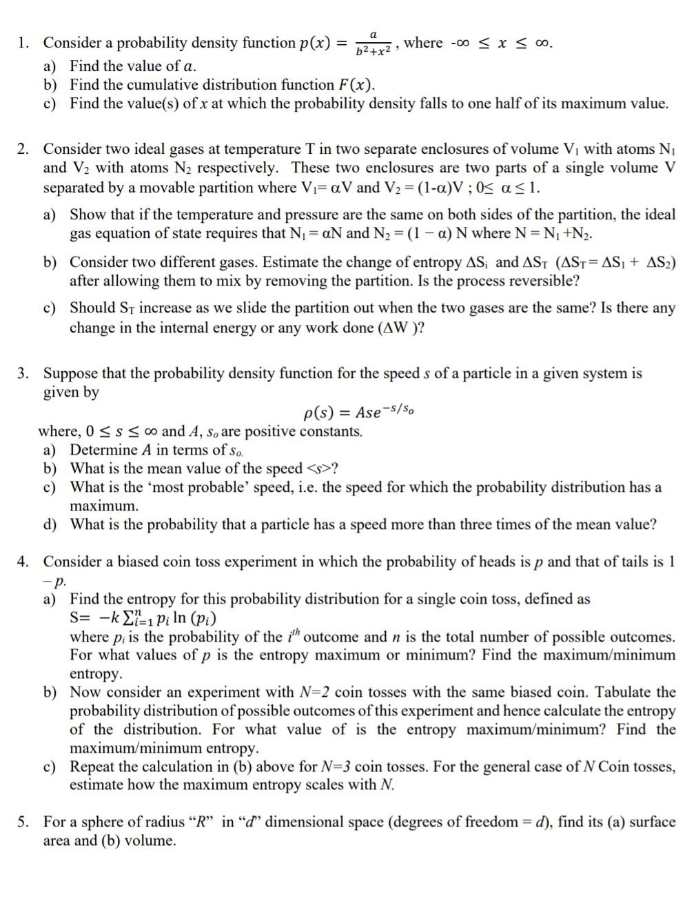 Solved 1. Consider a probability density function () = | Chegg.com