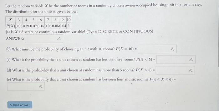 Let the random variable X be the number of rooms in a | Chegg.com