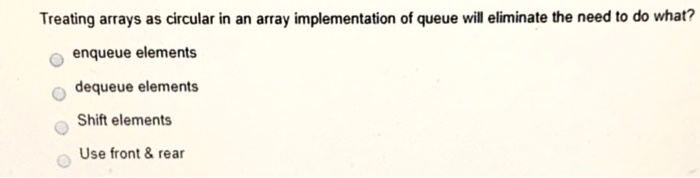 Solved ? What is correct statement to dequeue() an element | Chegg.com