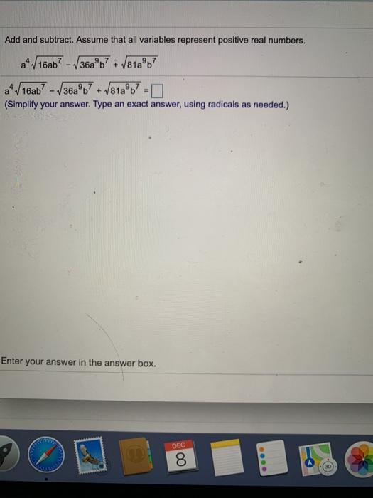 Solved Add and subtract. Assume that all variables represent | Chegg.com