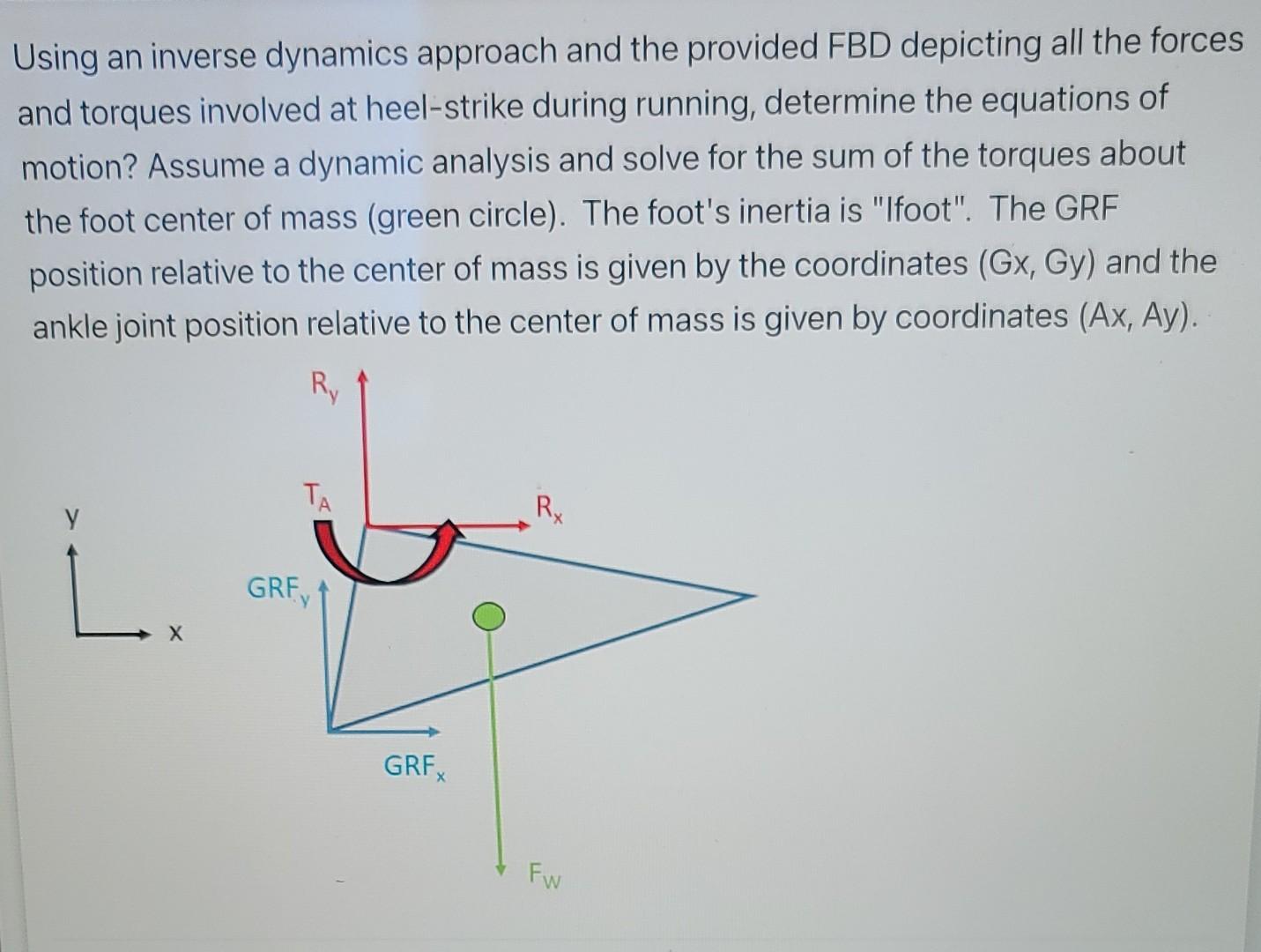 Solved Using an inverse dynamics approach and the provided | Chegg.com