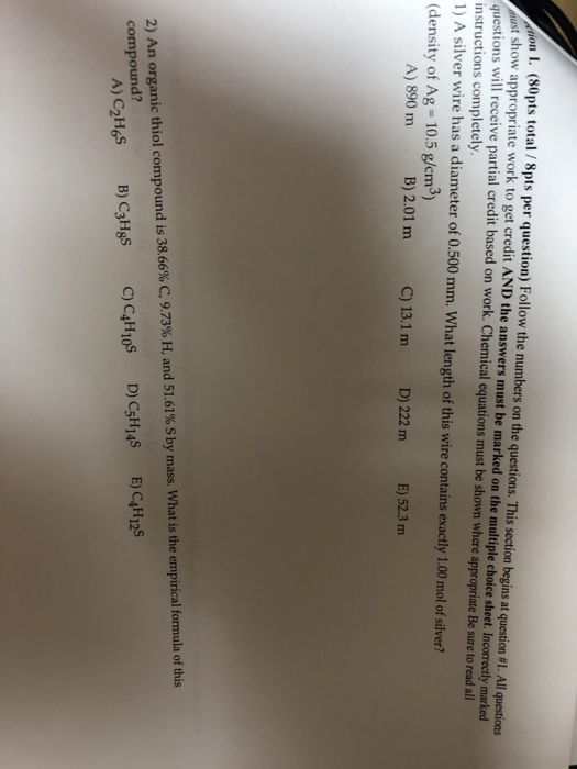 Solved ion I. (80pts total /8pts per question) Follow the | Chegg.com