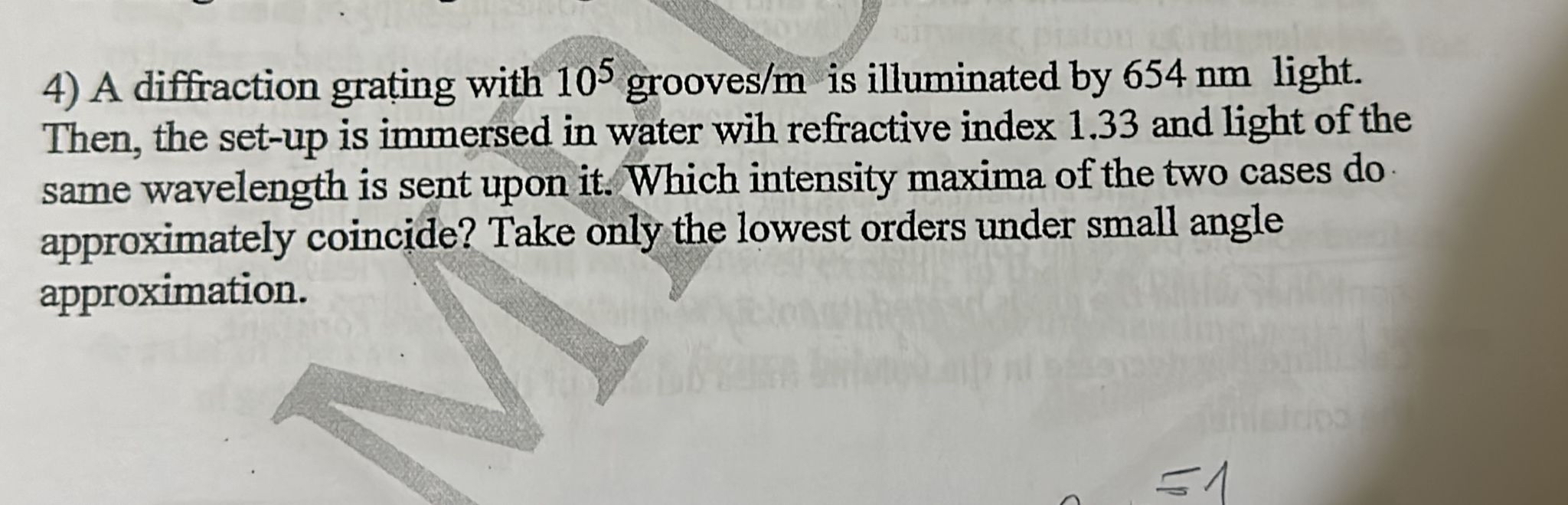 Solved A diffraction grating with 105 ﻿grooves ?m ﻿is | Chegg.com