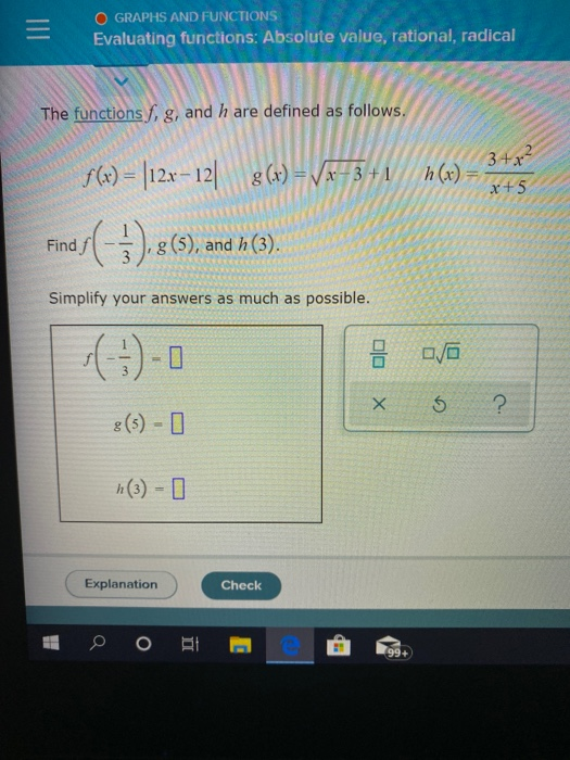 Solved GRAPHS AND FUNCTIONS Evaluating functions: Absolute | Chegg.com