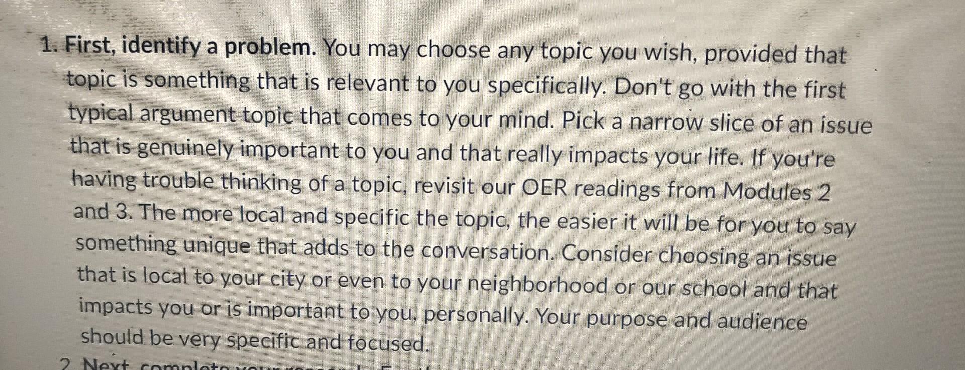 Solved First, identify a problem. You may choose any topic | Chegg.com