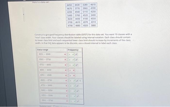 Solved Here is a data set: Construct a grouped frequency | Chegg.com