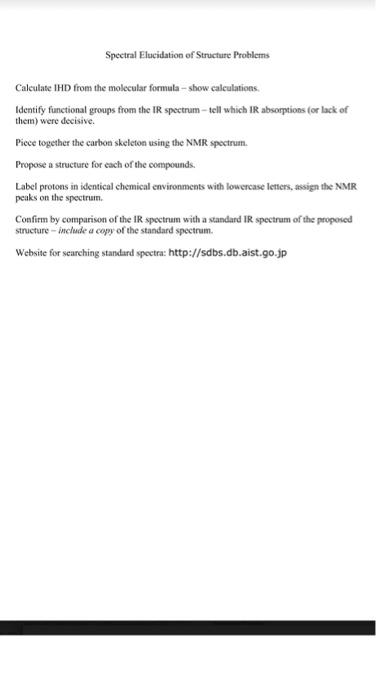 Solved Spectral Elucidation of Structure Problems Caleutate | Chegg.com