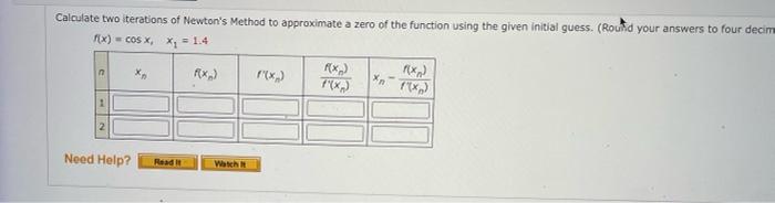 [solved] Calculate Two Iterations Of Newtons Method T