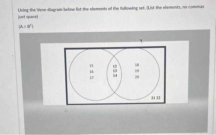 Solved using the venn diagram below lost thr elements of the | Chegg.com