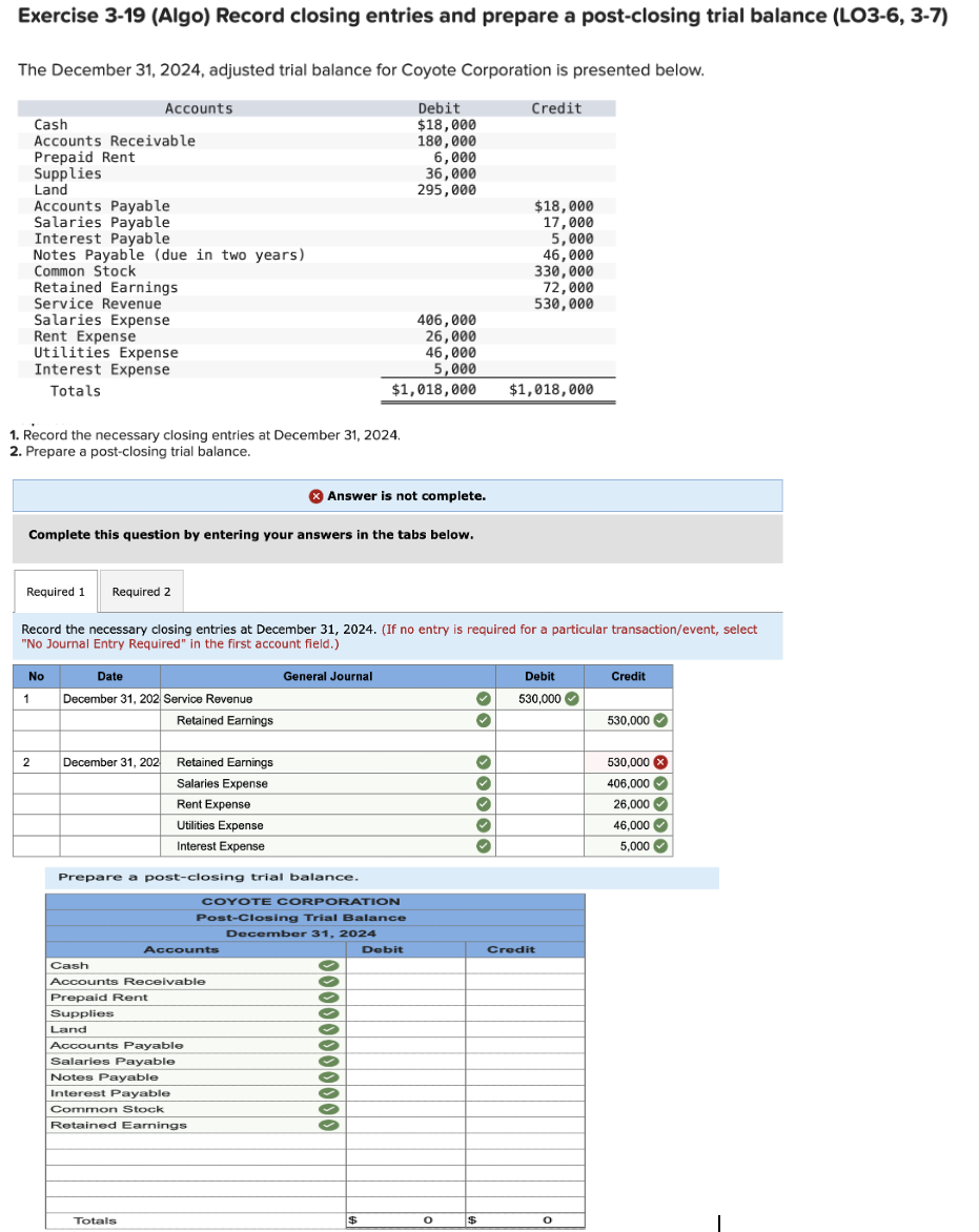 Solved Exercise 3-19 (Algo) ﻿Record closing entries and | Chegg.com