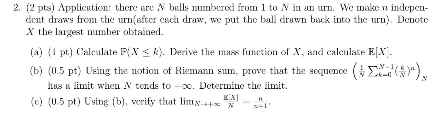 Solved 2. (2 pts) Application: there are N balls numbered | Chegg.com