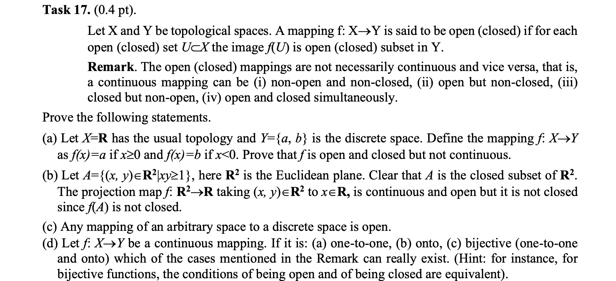 Solved Task 17. (0.4 ﻿pt).Let x ﻿and Y ﻿be topological | Chegg.com
