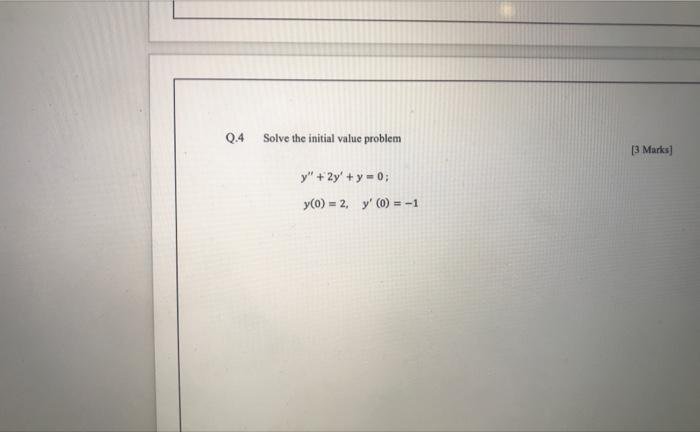 Solved Q.4 Solve the initial value problem | Chegg.com