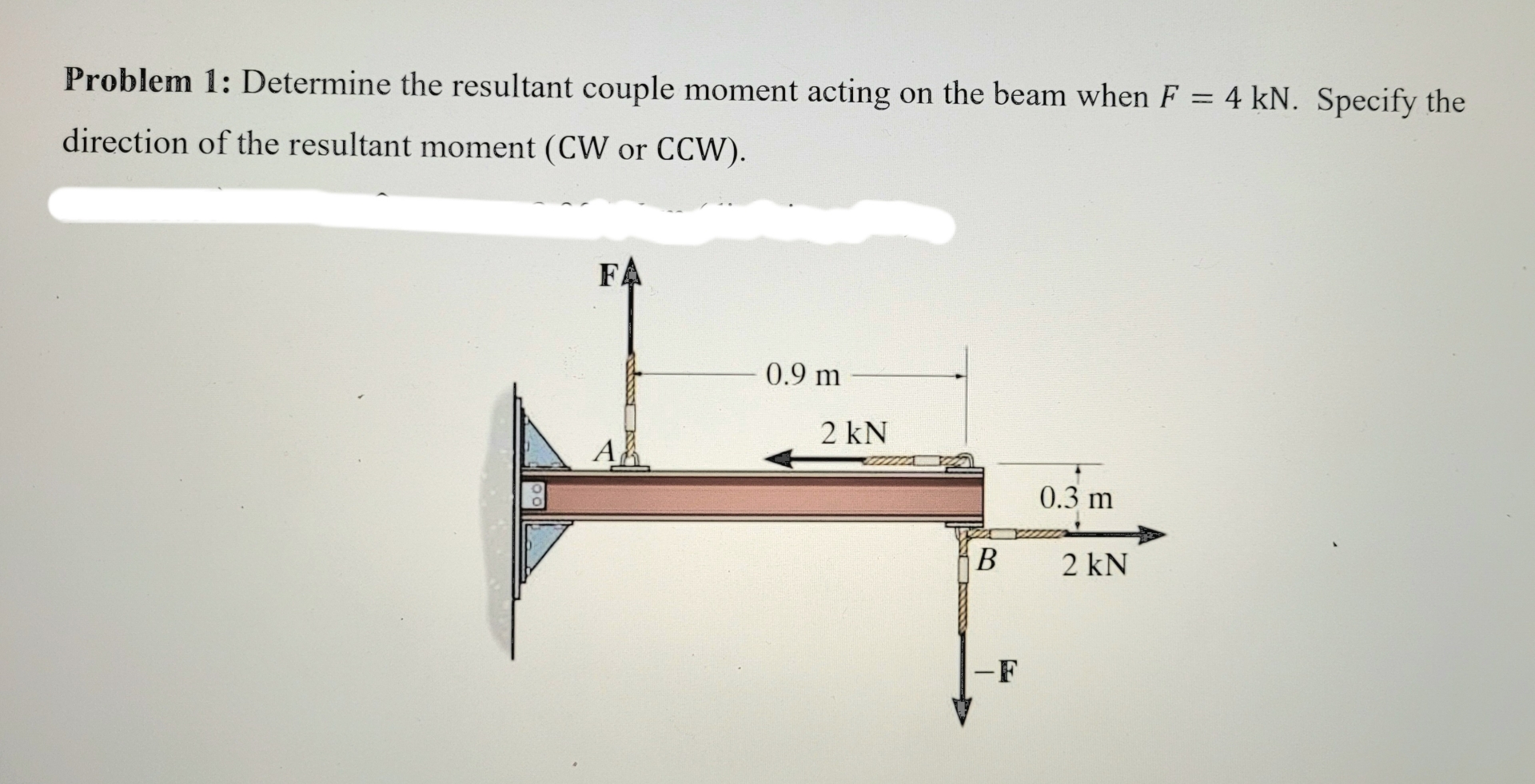 Solved Problem 1: Determine the resultant couple moment | Chegg.com