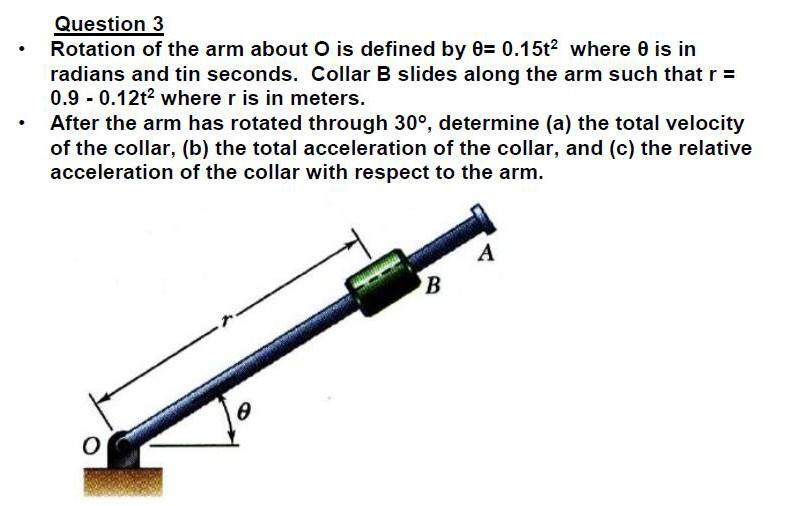 Solved Question 3 Rotation of the arm about O is defined by | Chegg.com