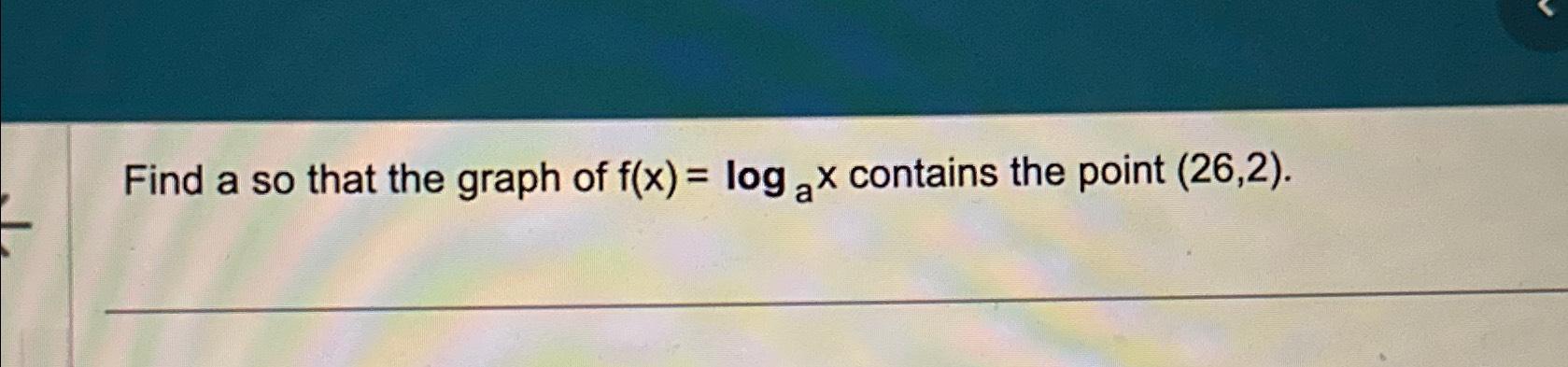Solved Find A So That The Graph Of F X Logax ﻿contains The