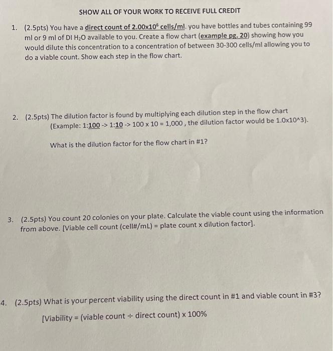 Solved 1. (2.5pts) You have a direct count of 2.00×106 | Chegg.com