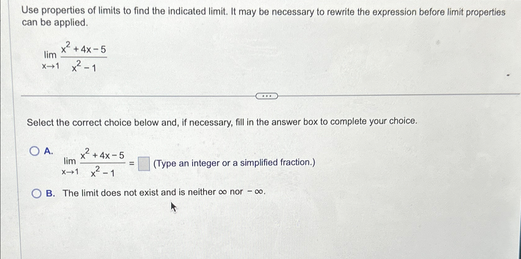 Solved Use properties of limits to find the indicated limit. | Chegg.com