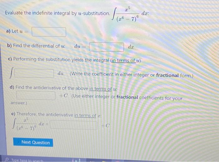 Solved Evaluate the indefinite integral by u-substitution. | Chegg.com
