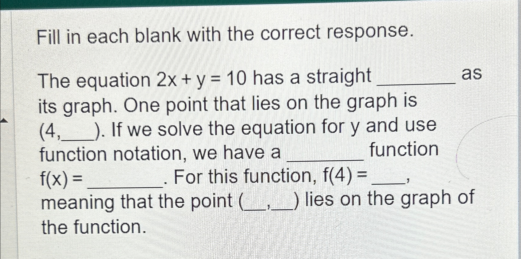 Solved Fill in each blank with the correct response.The | Chegg.com