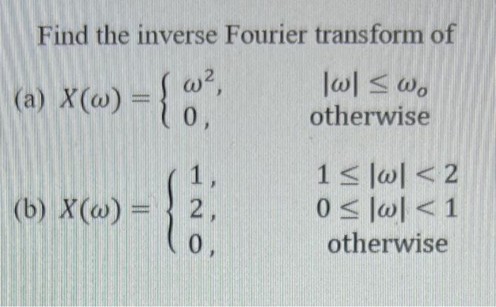 Solved Find The Inverse Fourier Transform Of