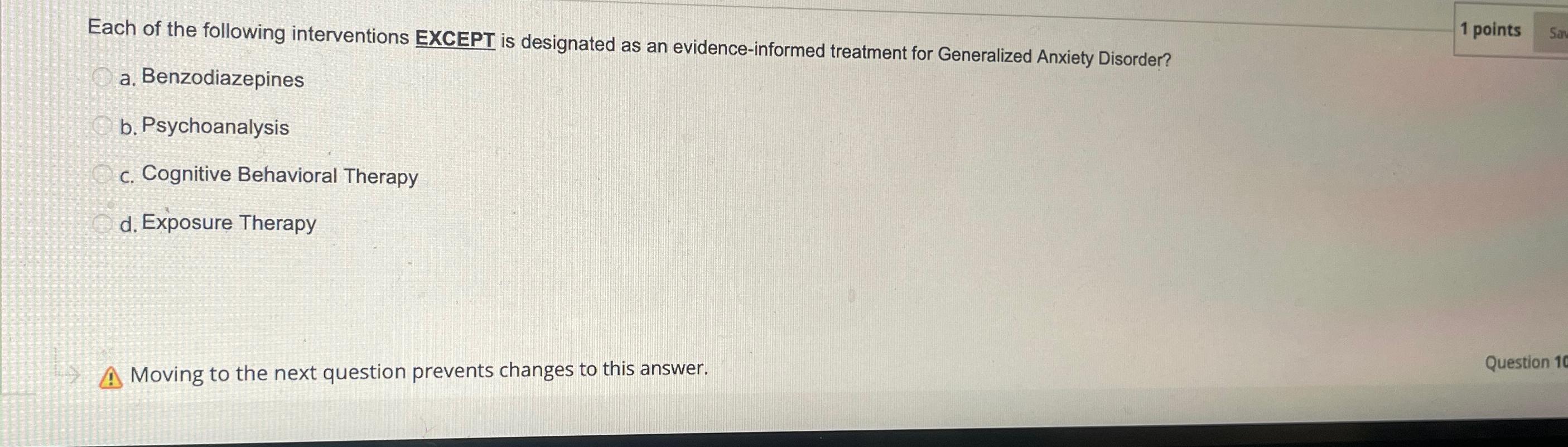 Solved Each of the following interventions EXCEPT is | Chegg.com