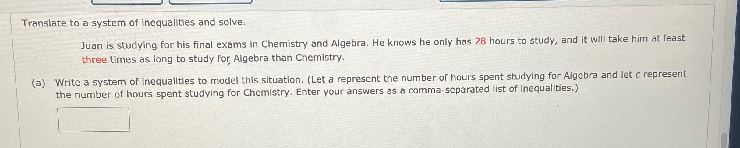 Solved Translate to a system of inequalities and solve.Juan | Chegg.com