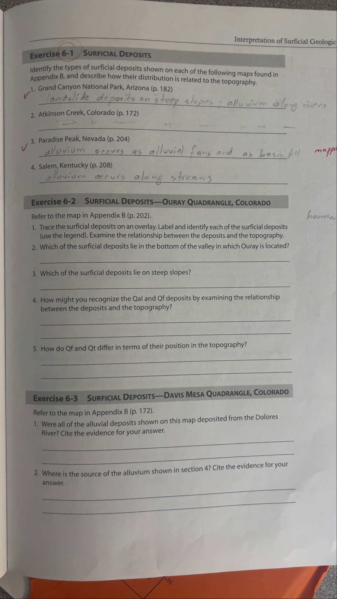 Solved Interpretation of Surficial GeologicExercise 6-1 | Chegg.com