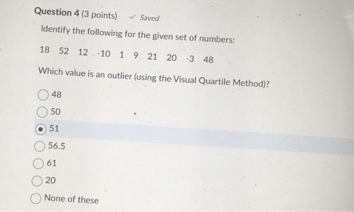 Solved Identify the following for the given set of numbers: | Chegg.com
