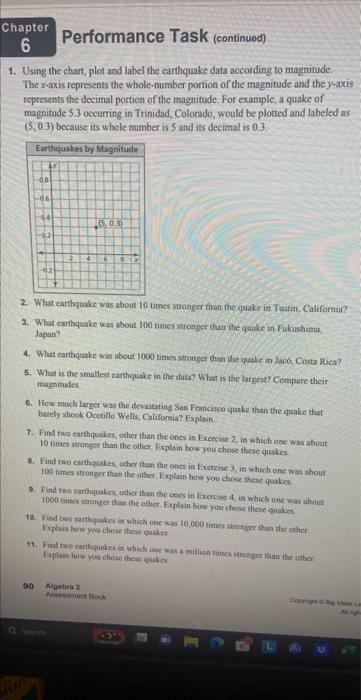 Chapter 6 Performance Task (continued) 1. Using the | Chegg.com