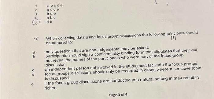 1234 (5) a bcde a cde b de a b c b c 10 When | Chegg.com