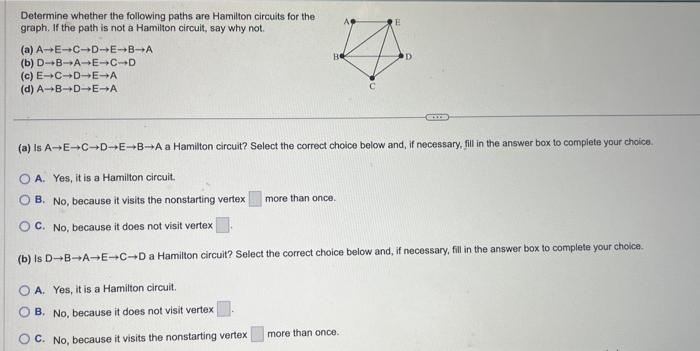 Solved Determine whether the following paths are Hamilton | Chegg.com