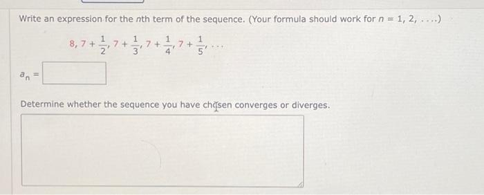 Solved Write an expression for the nth term of the sequence. | Chegg.com
