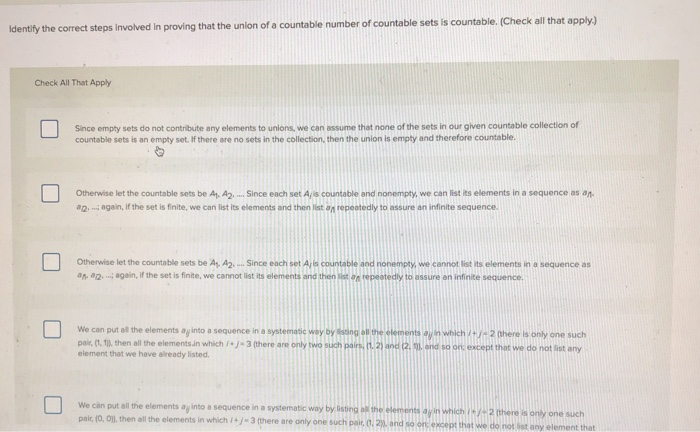 Solved Identify the correct steps involved in proving that | Chegg.com