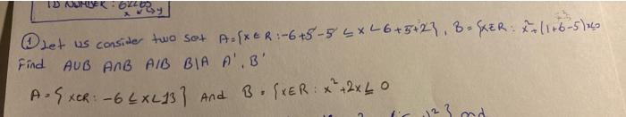 Solved (1) Let us consider two set | Chegg.com