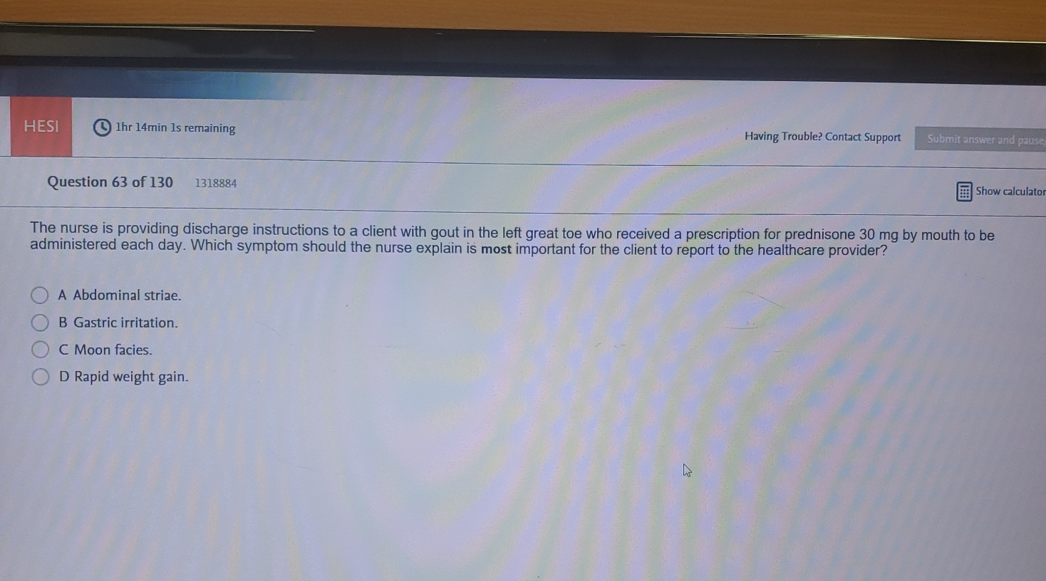 Solved HESI Ihr 14 ﻿min ls remaining Having Trouble? Contact | Chegg.com