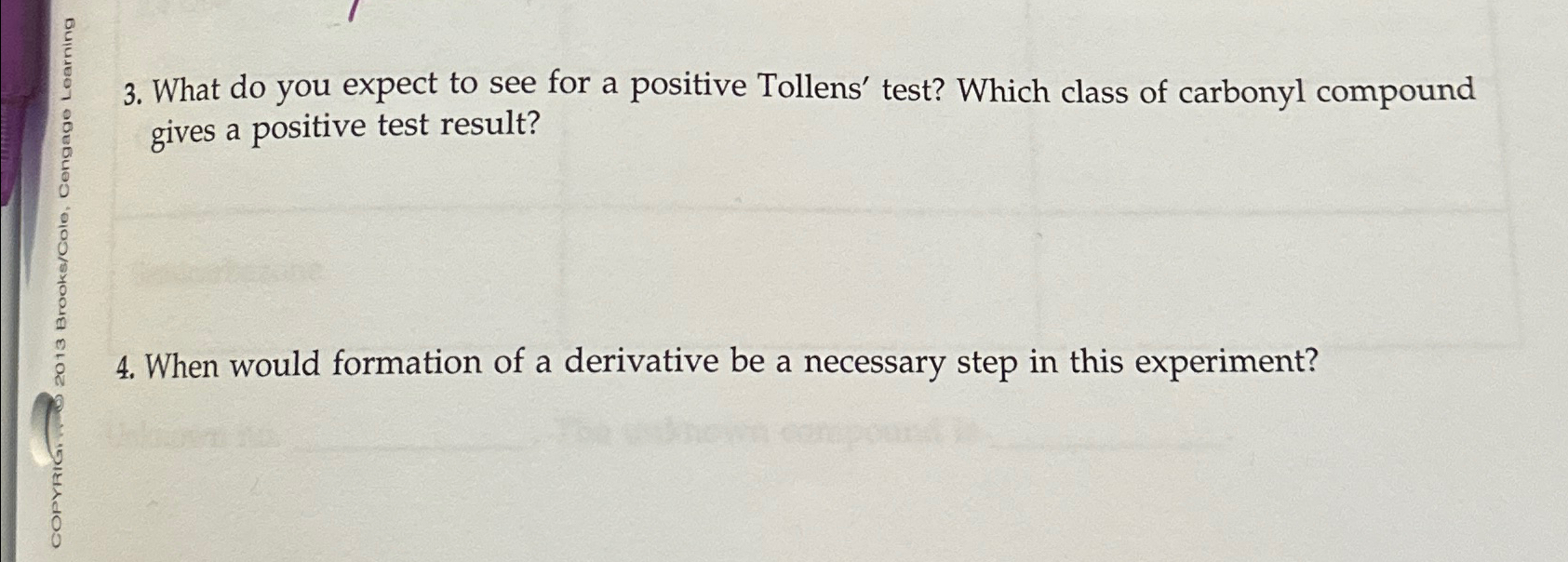 Solved What do you expect to see for a positive Tollens' | Chegg.com
