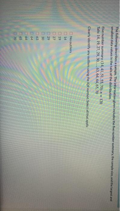 Solved The following describes a sample. The information | Chegg.com