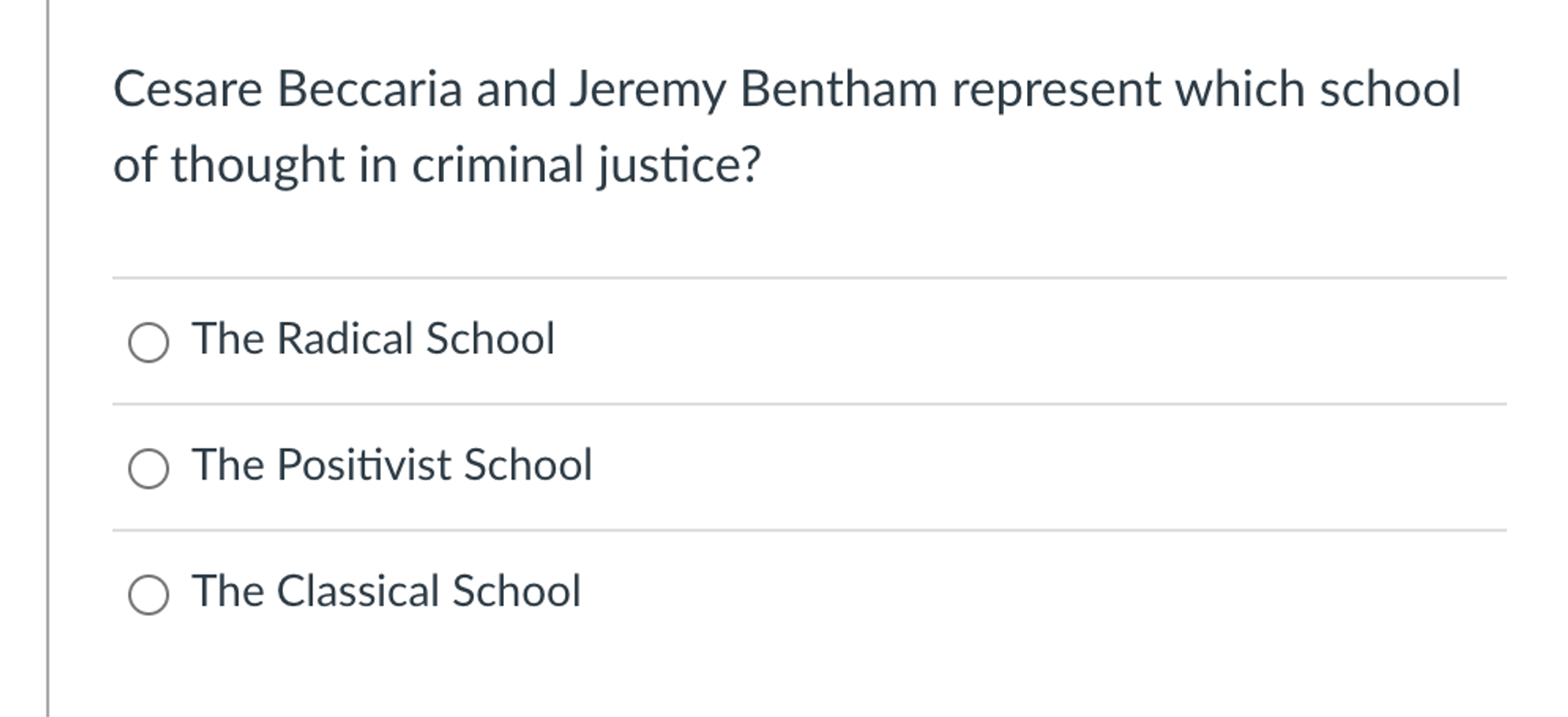 Solved Cesare Beccaria and Jeremy Bentham represent which | Chegg.com
