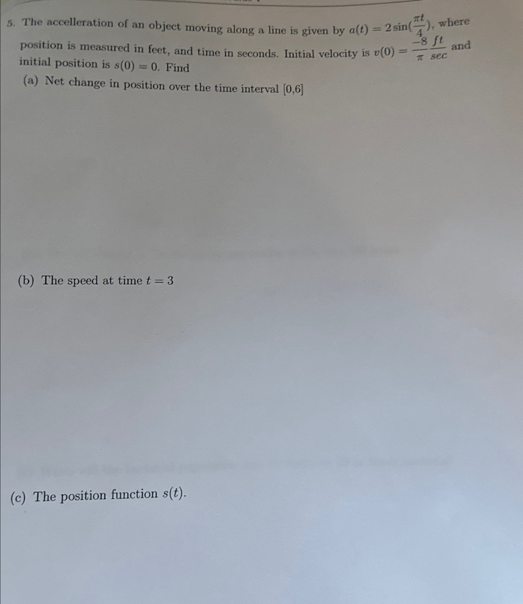 Solved The accelleration of an object moving along a line is | Chegg.com