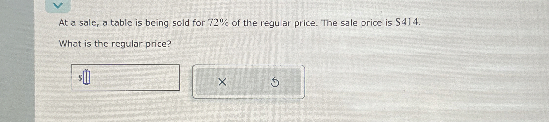 Solved At a sale, a table is being sold for 72% ﻿of the | Chegg.com