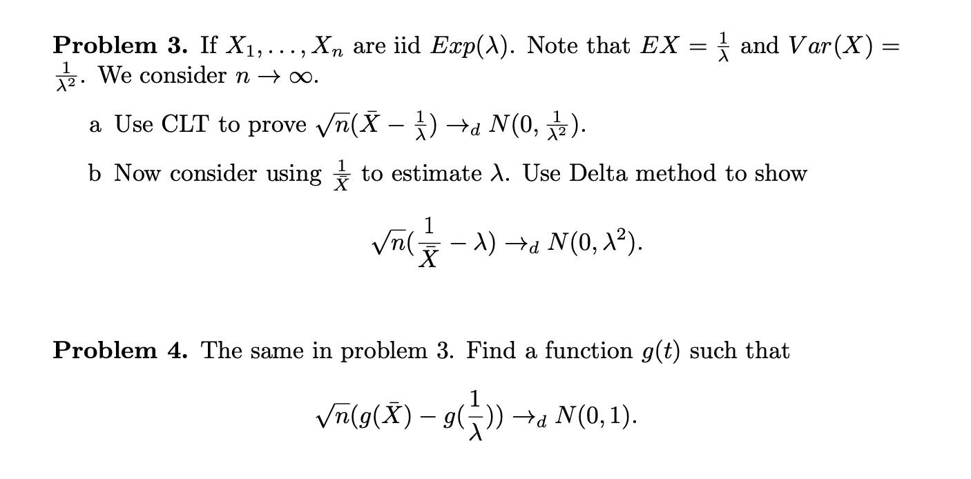 Problem 3. ﻿If x1,dots,xn ﻿are iid Exp(λ). ﻿Note that | Chegg.com