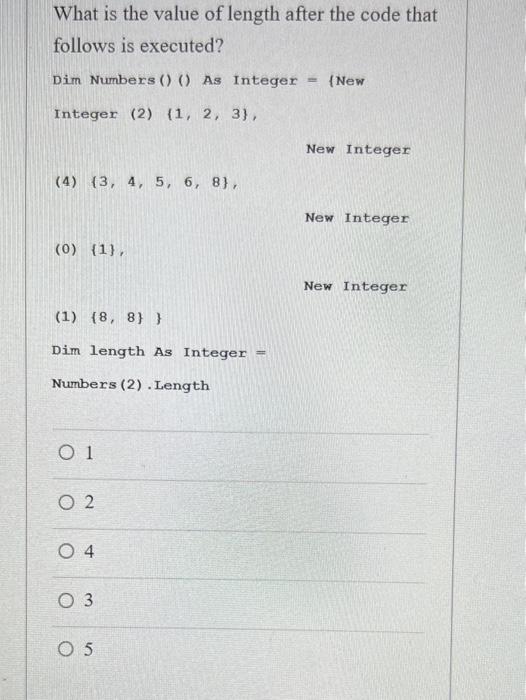 Solved What is the value of length after the code that | Chegg.com